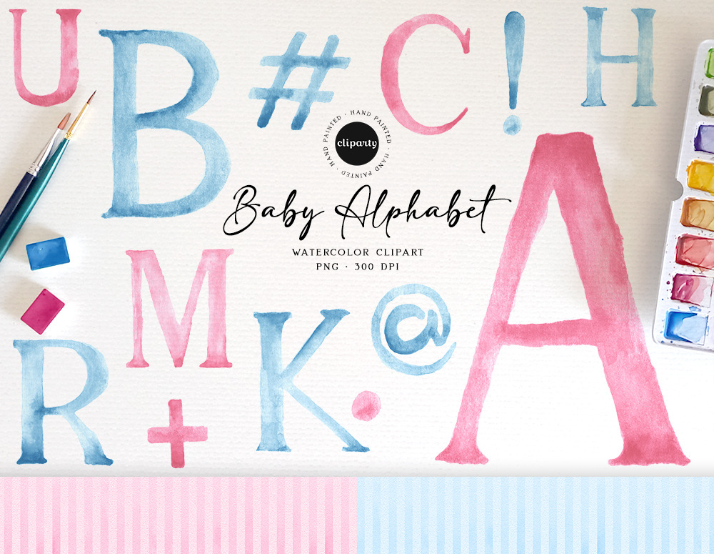 Watercolor Alphabet Cliparts
