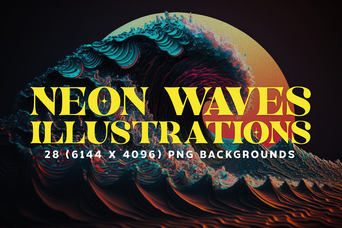 28 Neon Waves Illustrations In 6K, a Wallpaper Graphic by HipFonts