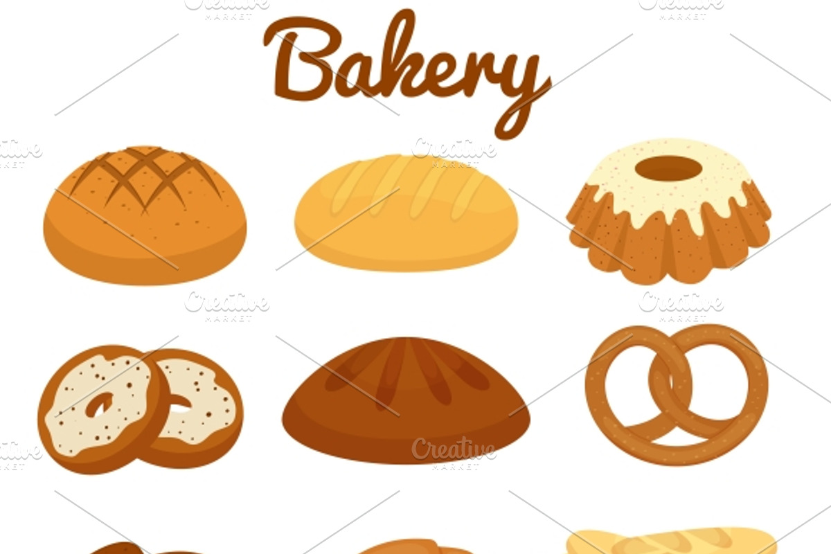colorful bakery icons, an Icon by Microvector
