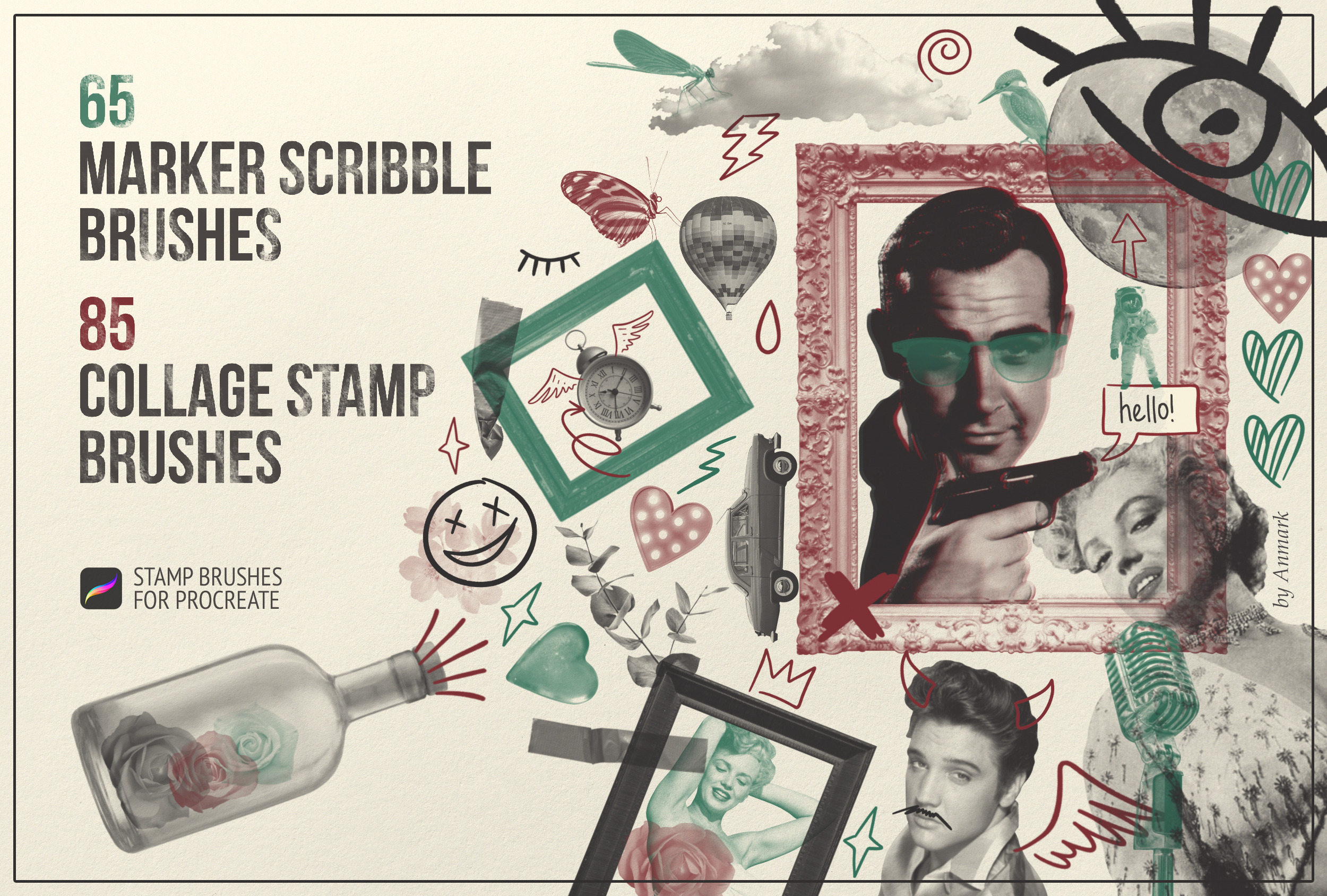 Marker Scribble and Collage Brushes