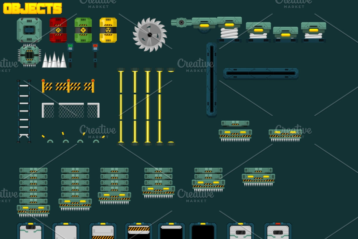 Sci-Fi Platformer Tileset, an Illustration by pzUH