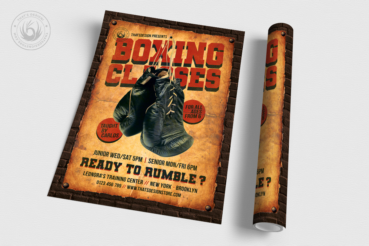 Boxing Classes Flyer Template, a Flyer Template by ThatsDesign Art