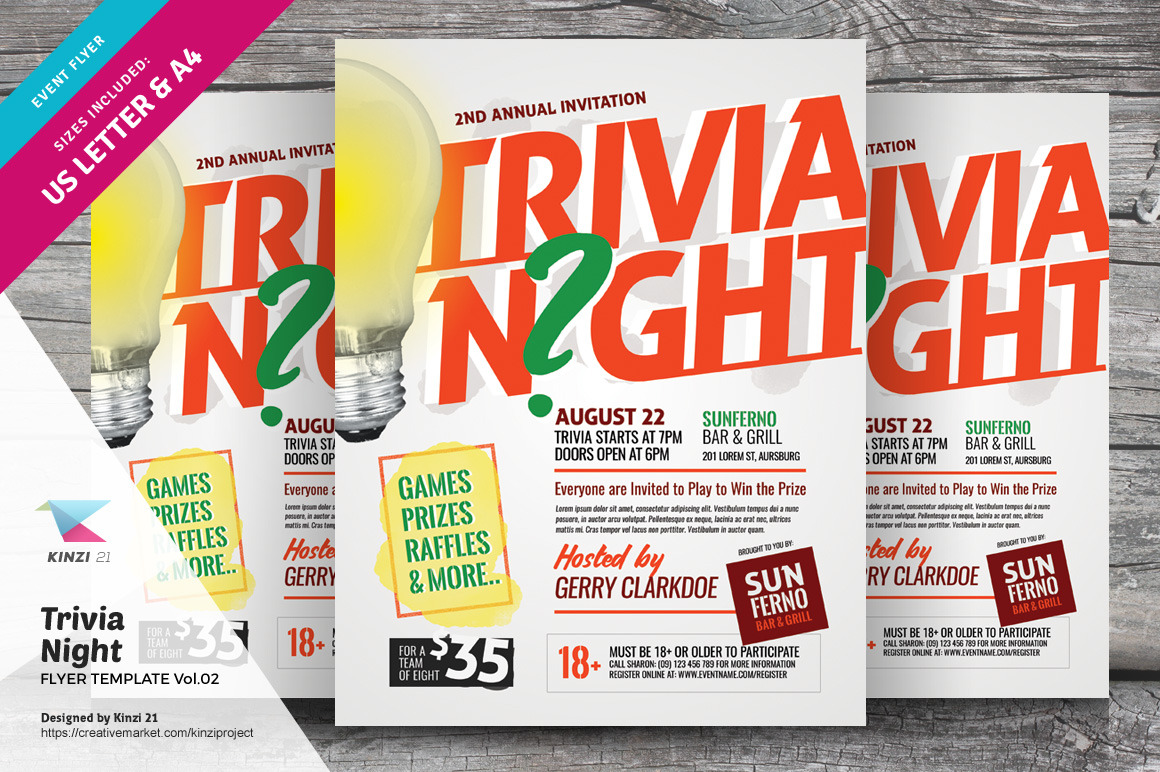 Trivia Night Flyer Template Vol.02, a Flyer Template by kinzi21
