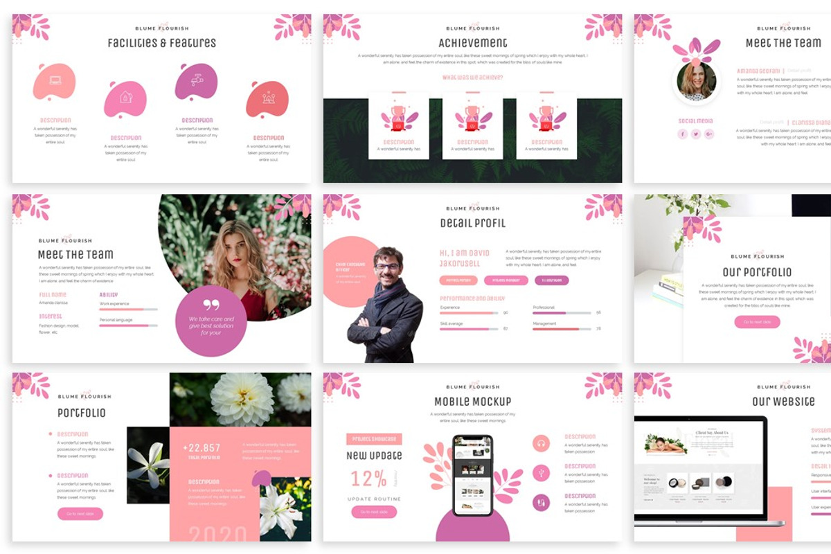 Blume - Florist Google Slides, a Presentation Template by SlideFactory