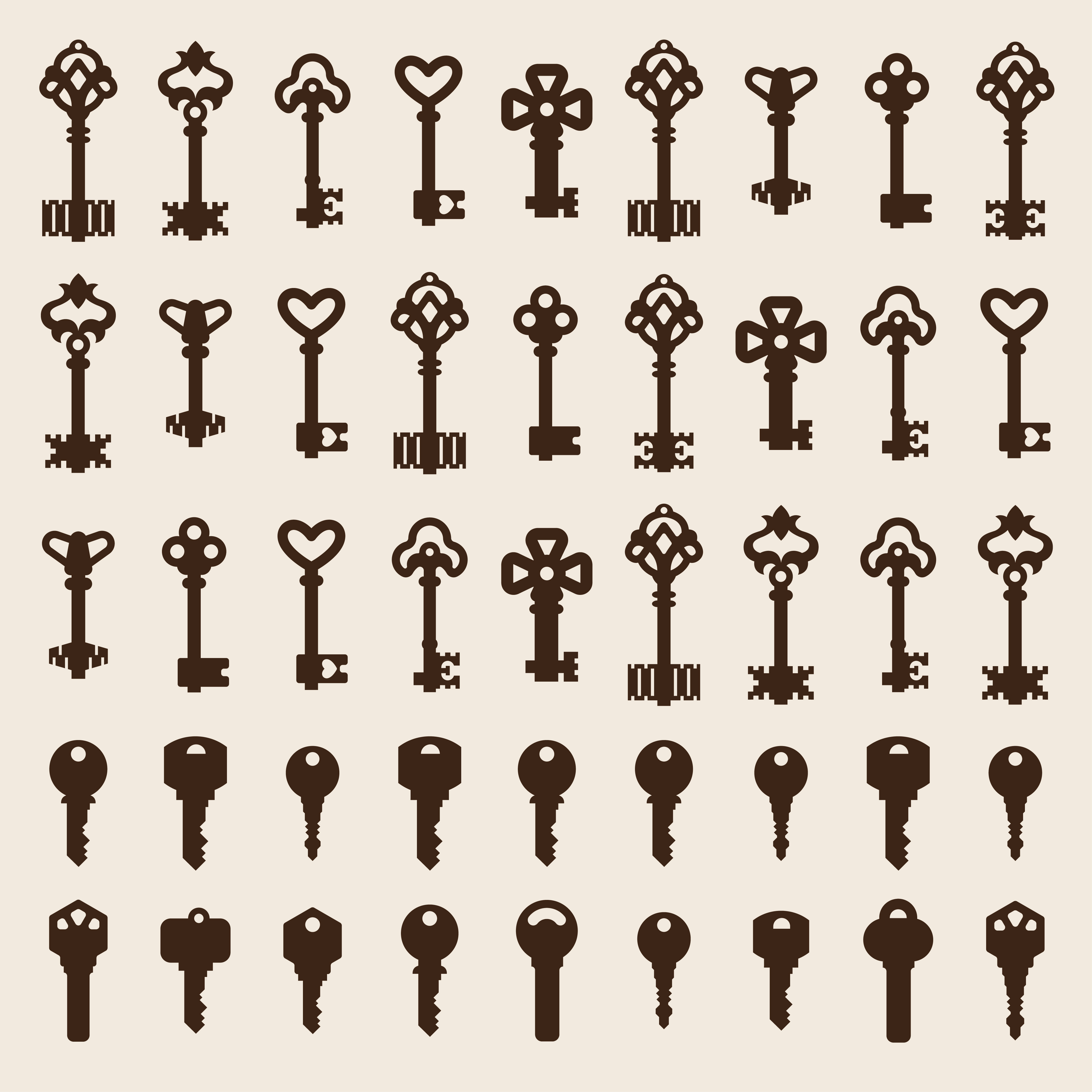 Vintage key vector set, a Decorative Illustration by RocketArt
