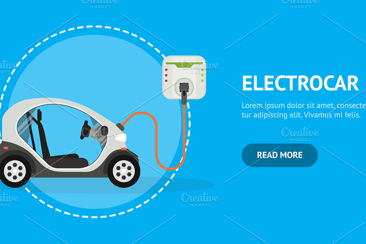Cartoon Electric Car Set. Vector, a Technology Illustration by Bigmouse ...