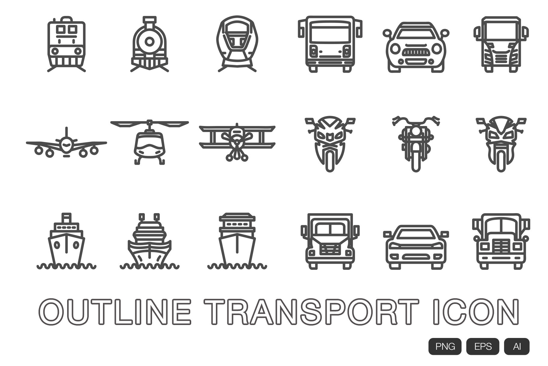 18 Transport Icon, an Outline Icon by Cubicthemes