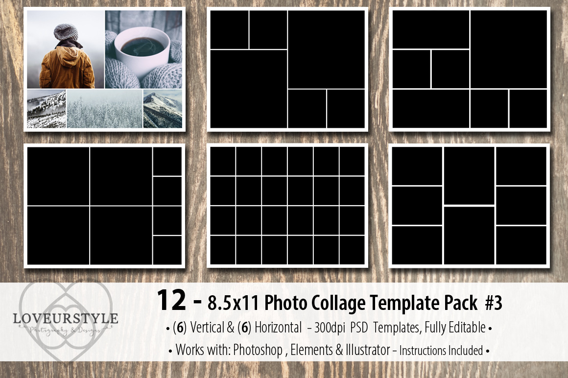 8.5x11 Photo Album Template Pack 3, a Marketing Template by Loveurstyle ...