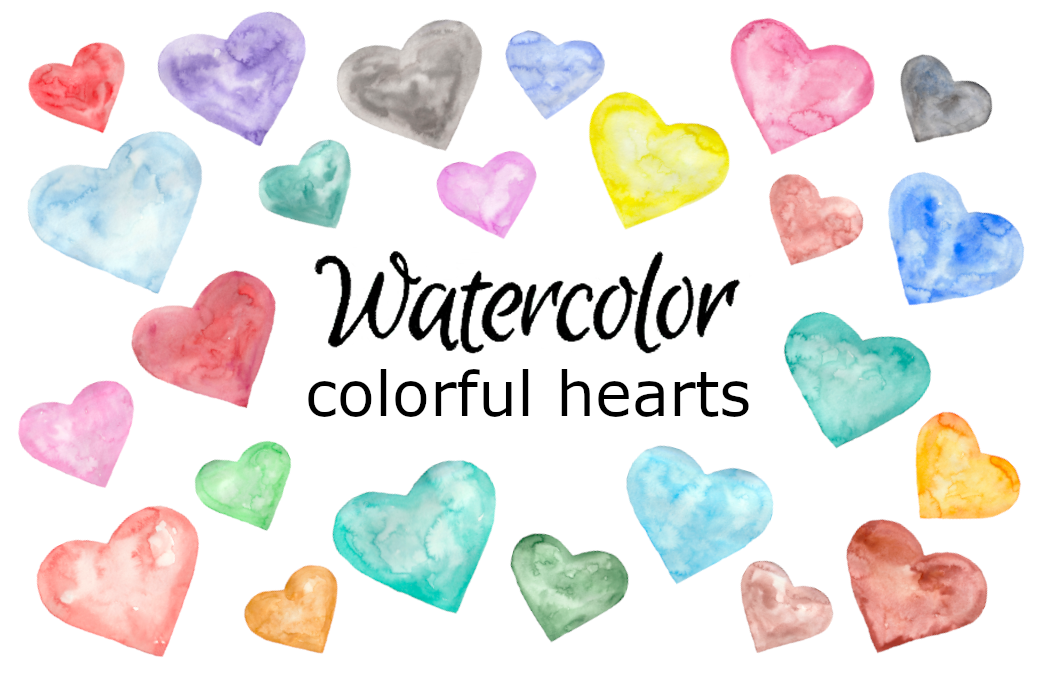 Colorful hearts clipart, a Background Graphic by GoodFairyClipArt