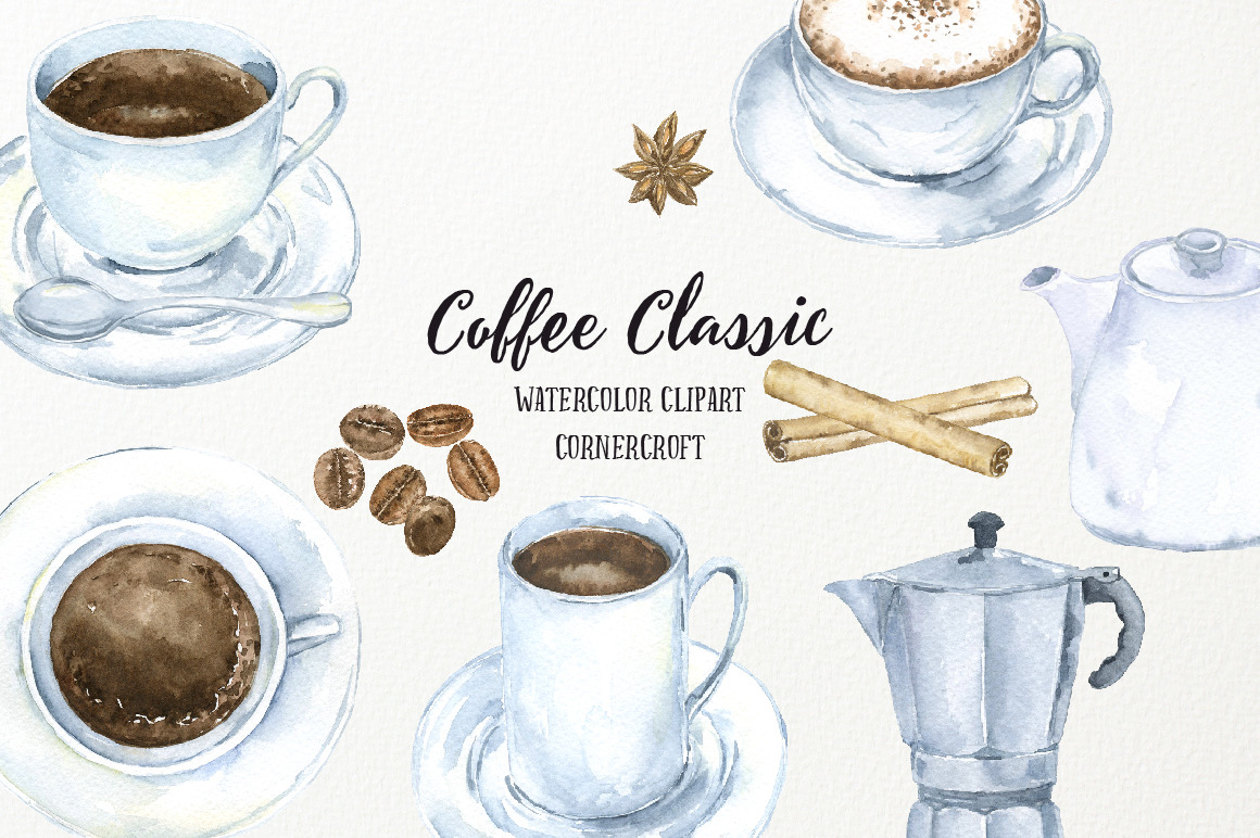 Watercolor Coffee Classic, a Food Illustration by Corner Croft