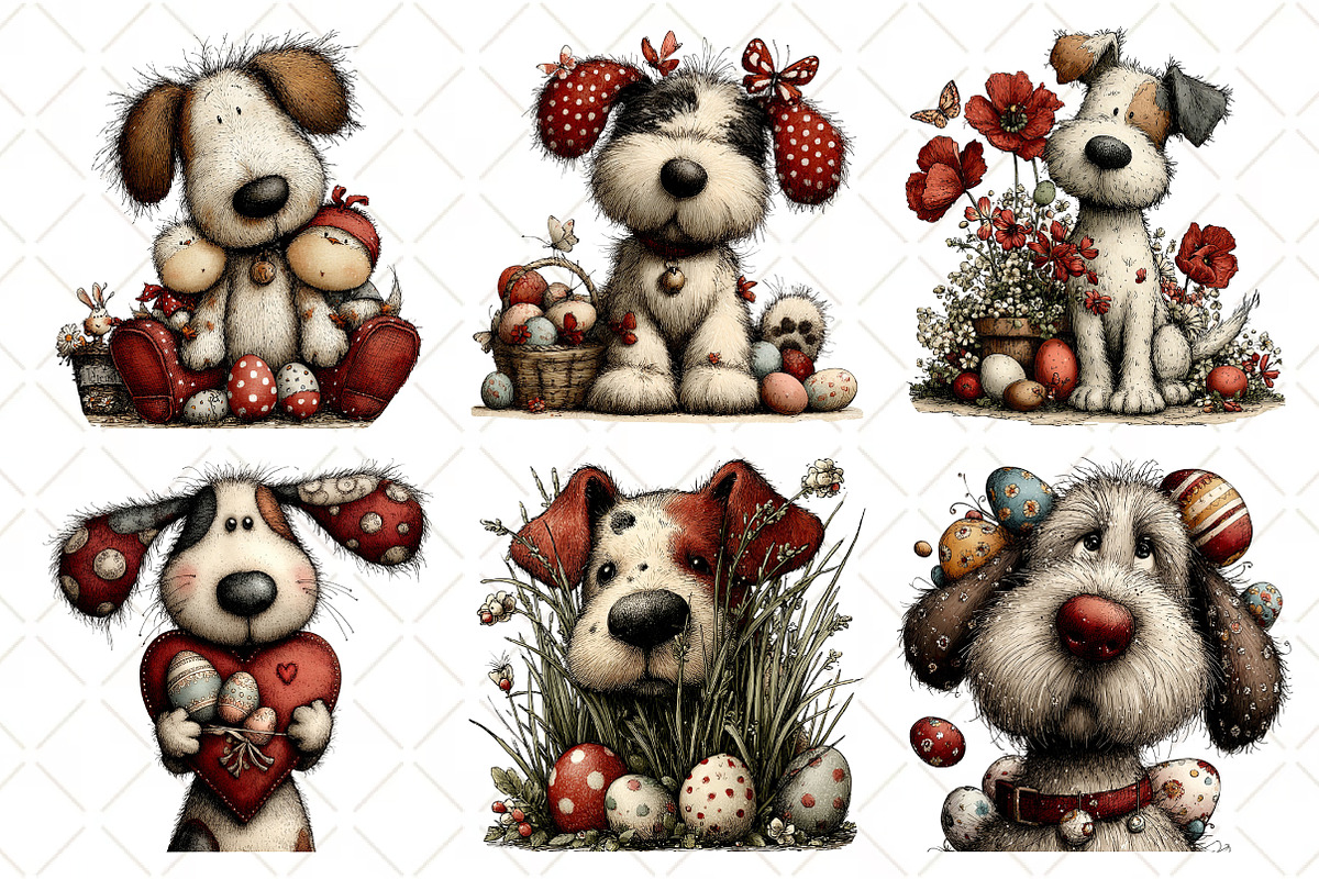 Whimsical Easter Dog Clipart, an Illustration by Black Bird Studio