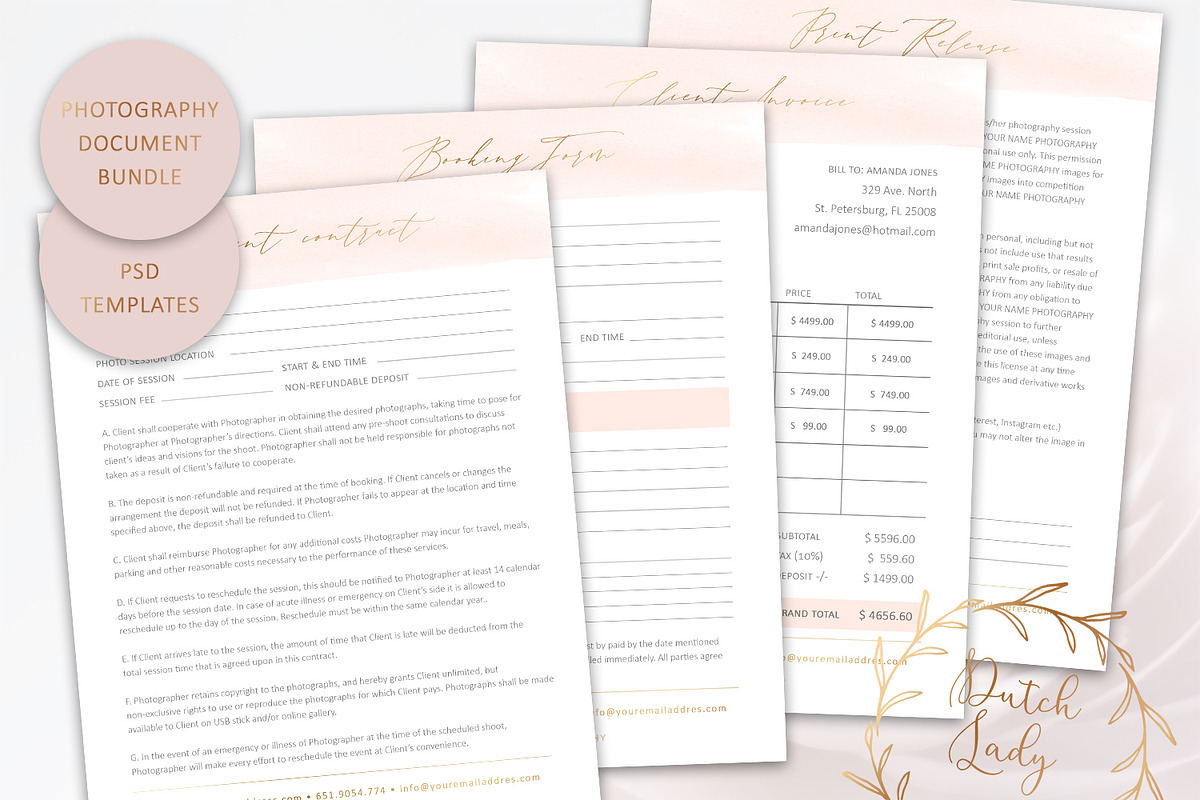 Photography Form Template Bundle #1, a Stationery Template by The Dutch ...