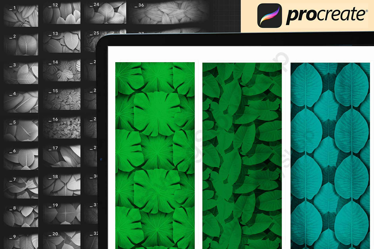 120 Procreate Leaf Textures Brushes, a Brush Add-On by DrawingStoryShop