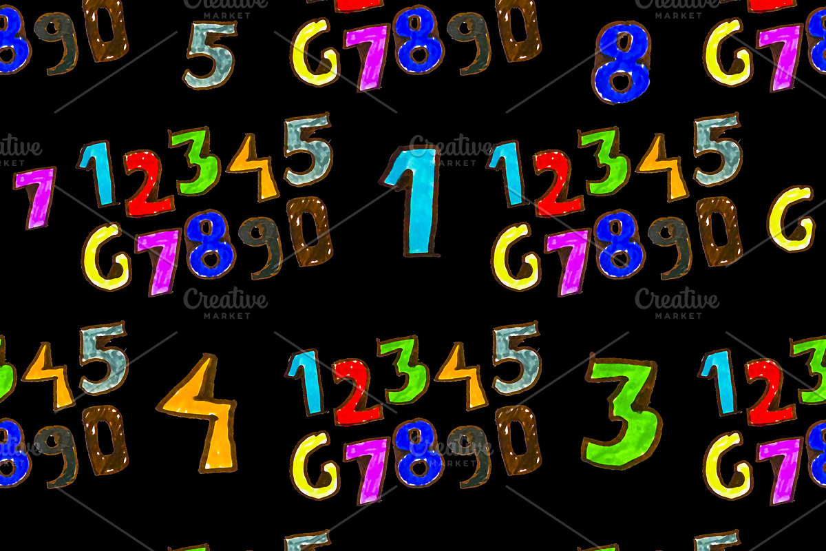 Cartoon Style Numbers Motif Seamless, a Pattern Graphic by DanFLCreativo