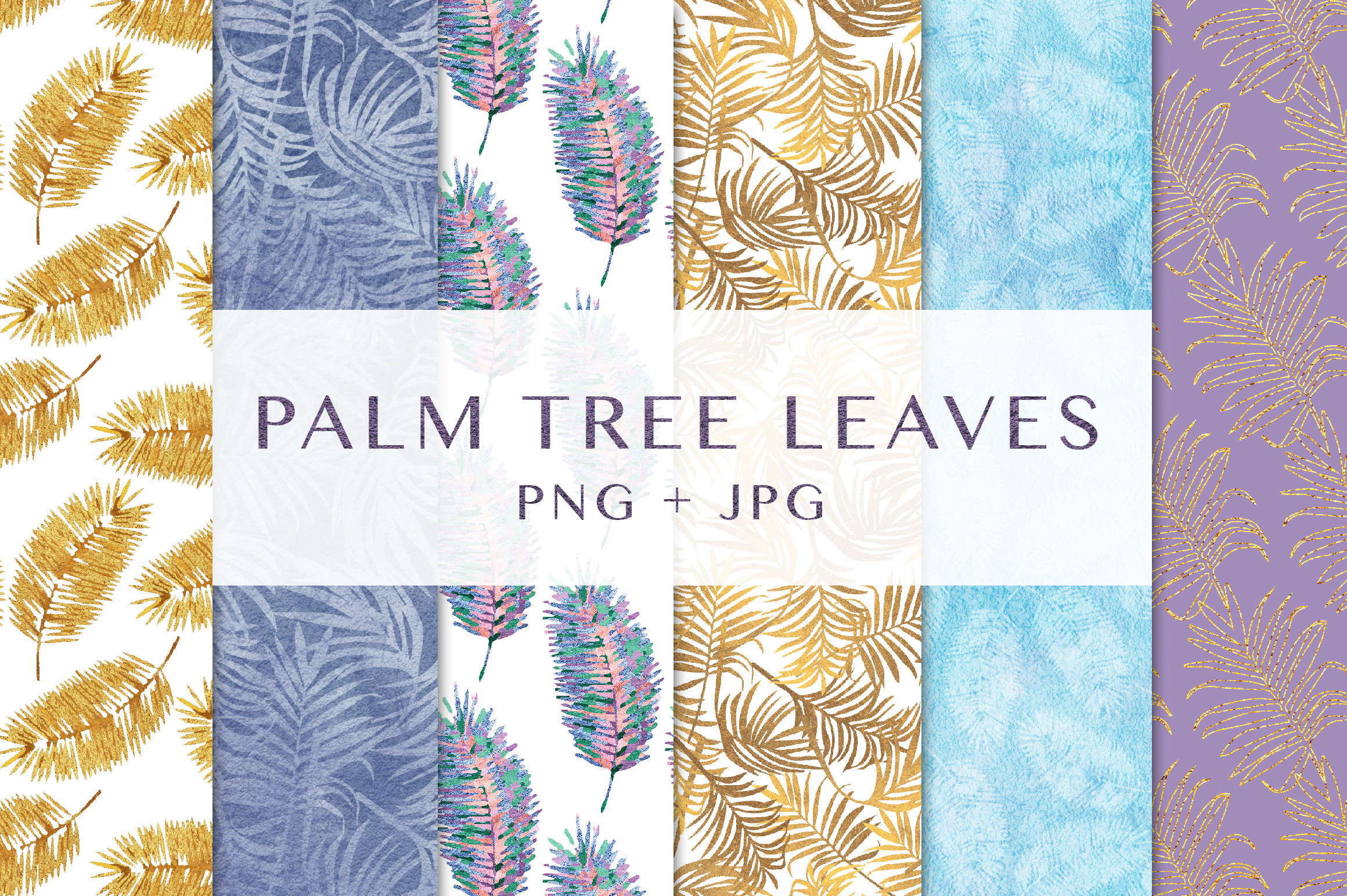 Palm tree leaves digital papers, a Pattern Graphic by GraphicRain