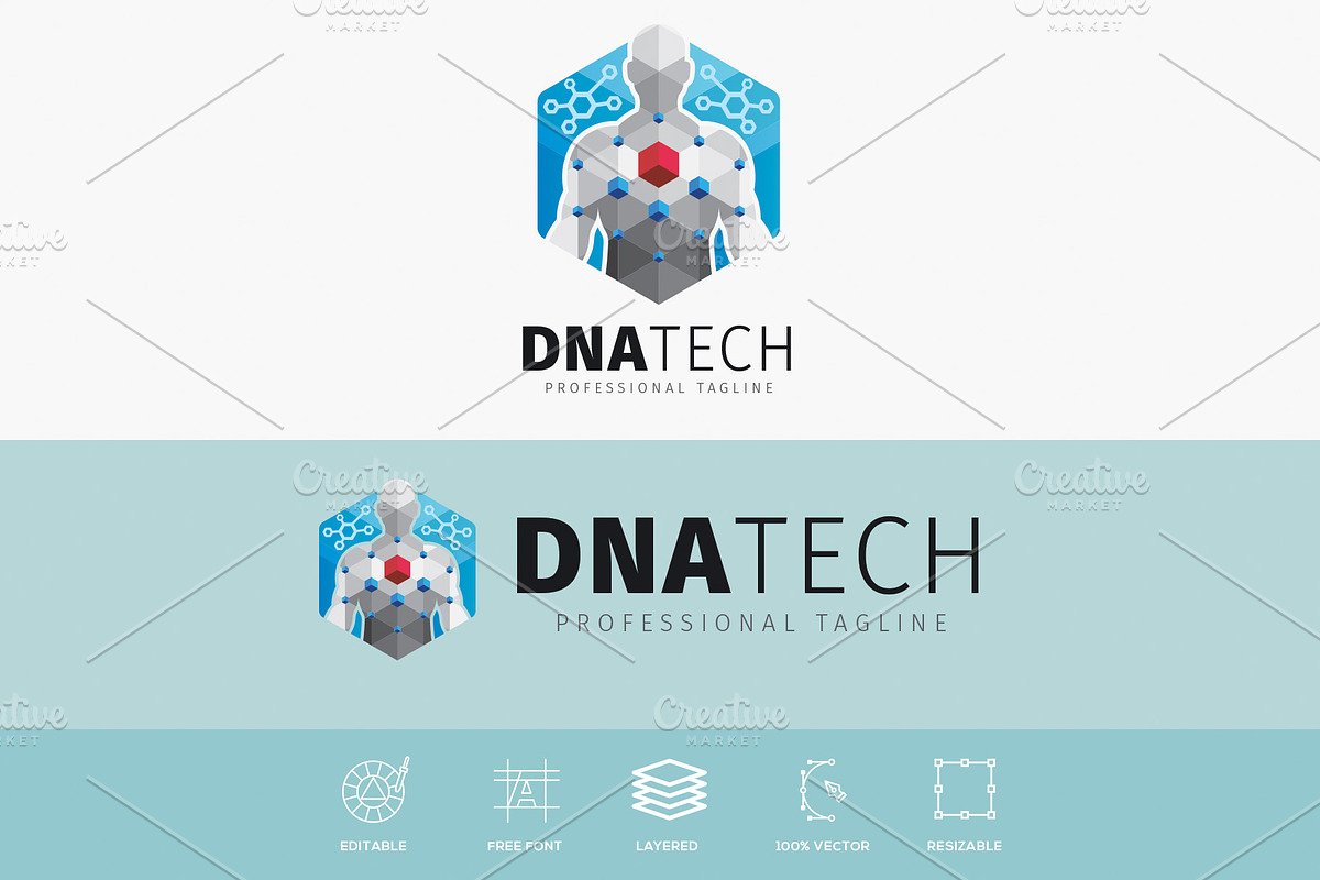 DNA Human Technology Logo, a Branding & Logo Template by Logokamu