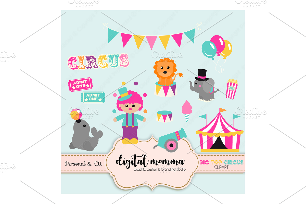 Big Top Circus Clipart Set, an Illustration by Digital Momma | Creative ...