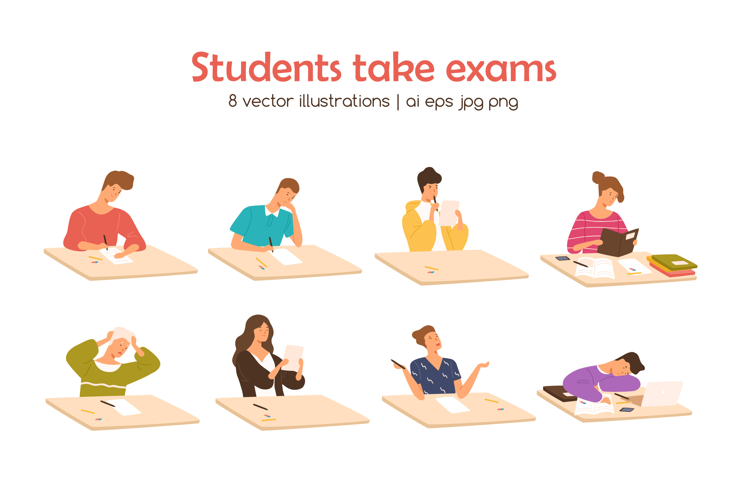 Students in exam | Education Illustrations ~ Creative Market