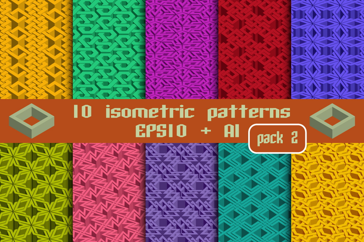 10 isometric patterns. Package 2, a Pattern Graphic by Guten Tag Vector