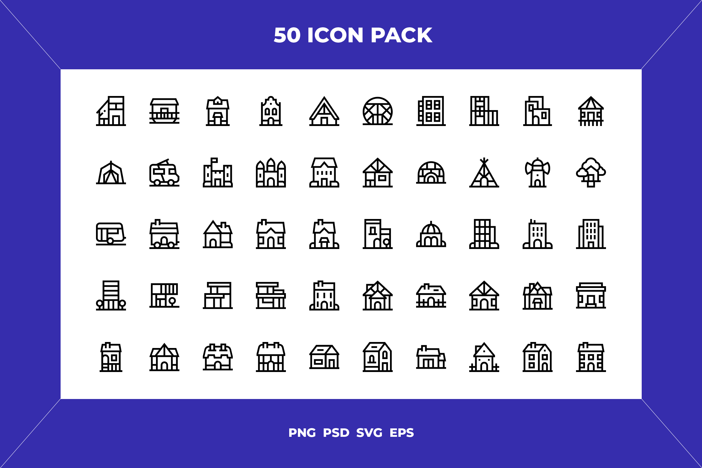 Types of houses icons, an Outline Icon by Wencory