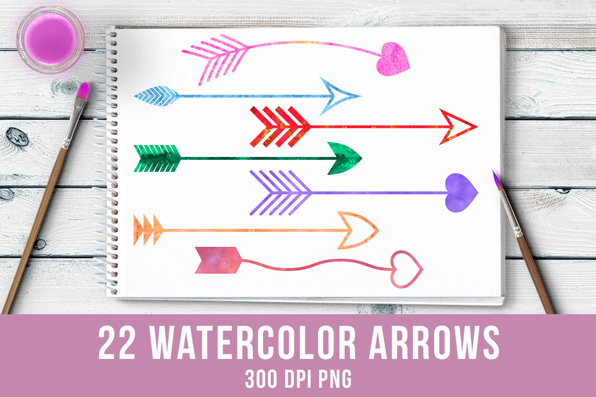 22 Watercolor Arrows Clipart, an Illustration by The Digital Download Shop