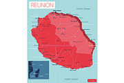 Reunion island detailed editable map | Illustrations ~ Creative Market