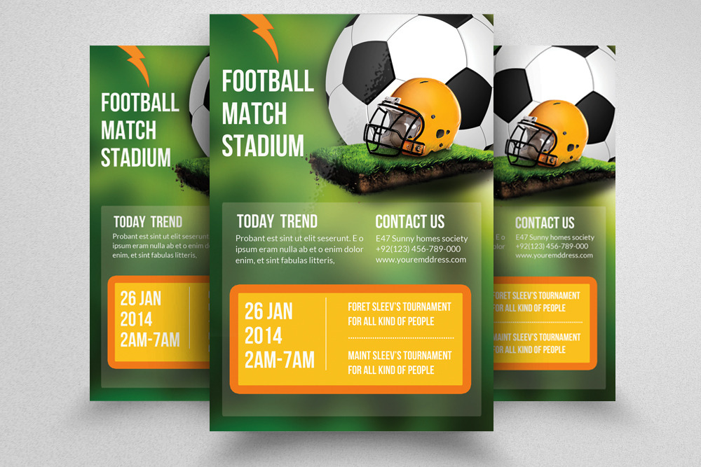 Football Match Flyer, a Flyer Template by Psd Templates