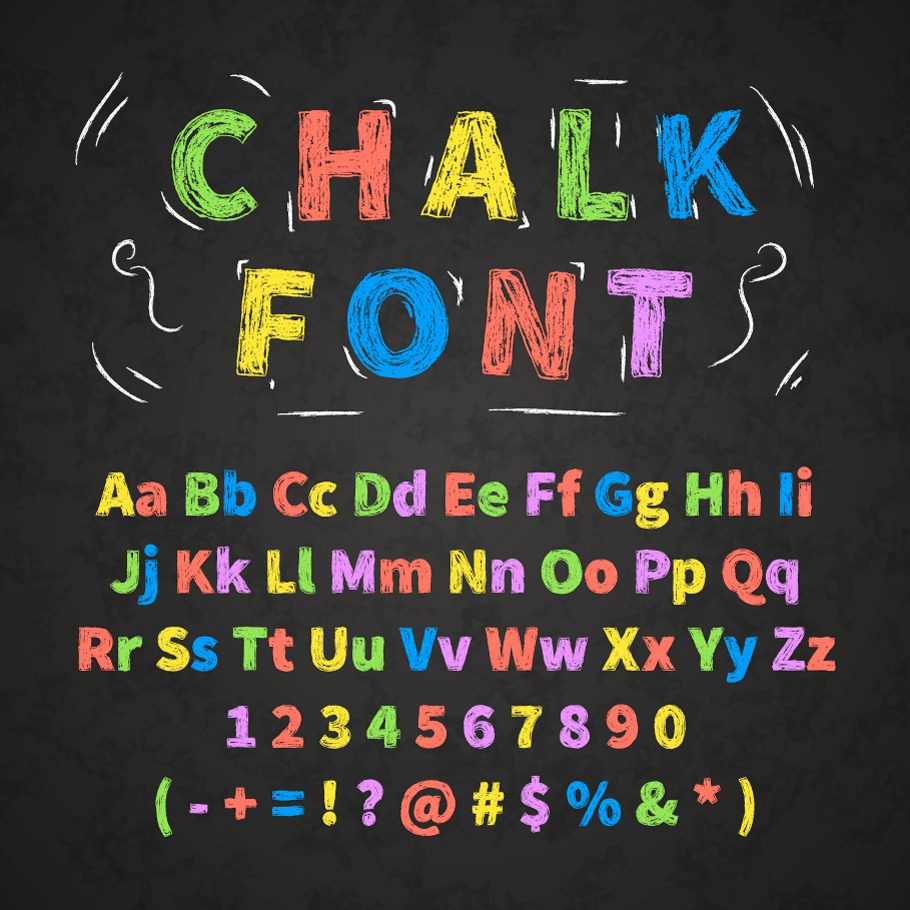 Colorful retro hand drawn chalk font, an Object Graphic by BestPics
