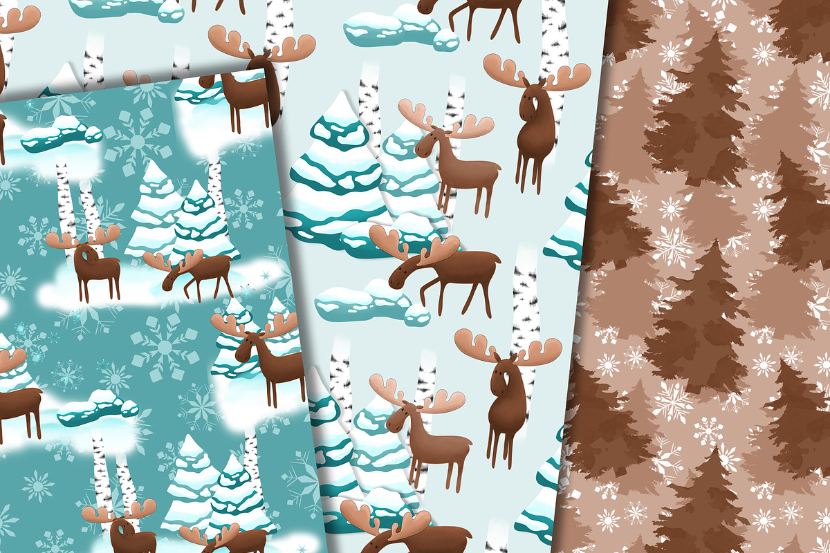 Moose patterns, a Pattern Graphic by DarinaDigital