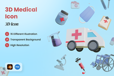3D Medical Icons | 3D Objects ~ Creative Market