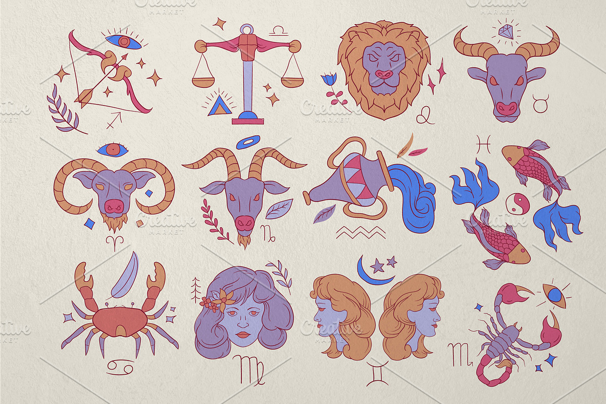 Hand Drawn Zodiac, an Object Graphic by Paperon Design