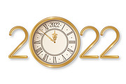 Happy New Year 2022 clock gold, a Work Illustration by kotoffei