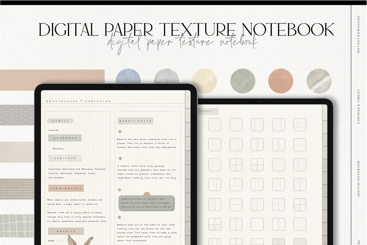 Digital Paper Texture Notebook, a Stationery Template by MainichiDesign
