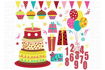 Birthday Party Clip Art, an Illustration by SA ClipArt