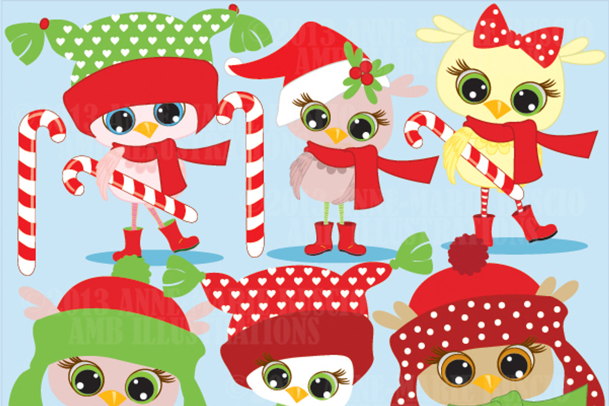 Christmas Owlettes Clipart AMB-365, an Illustration by AMBillustrations