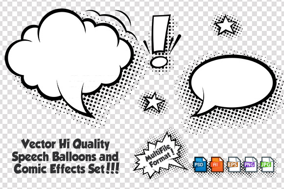 Comic Speech Bubbles Vector Set, an Illustration by FourLeafLover