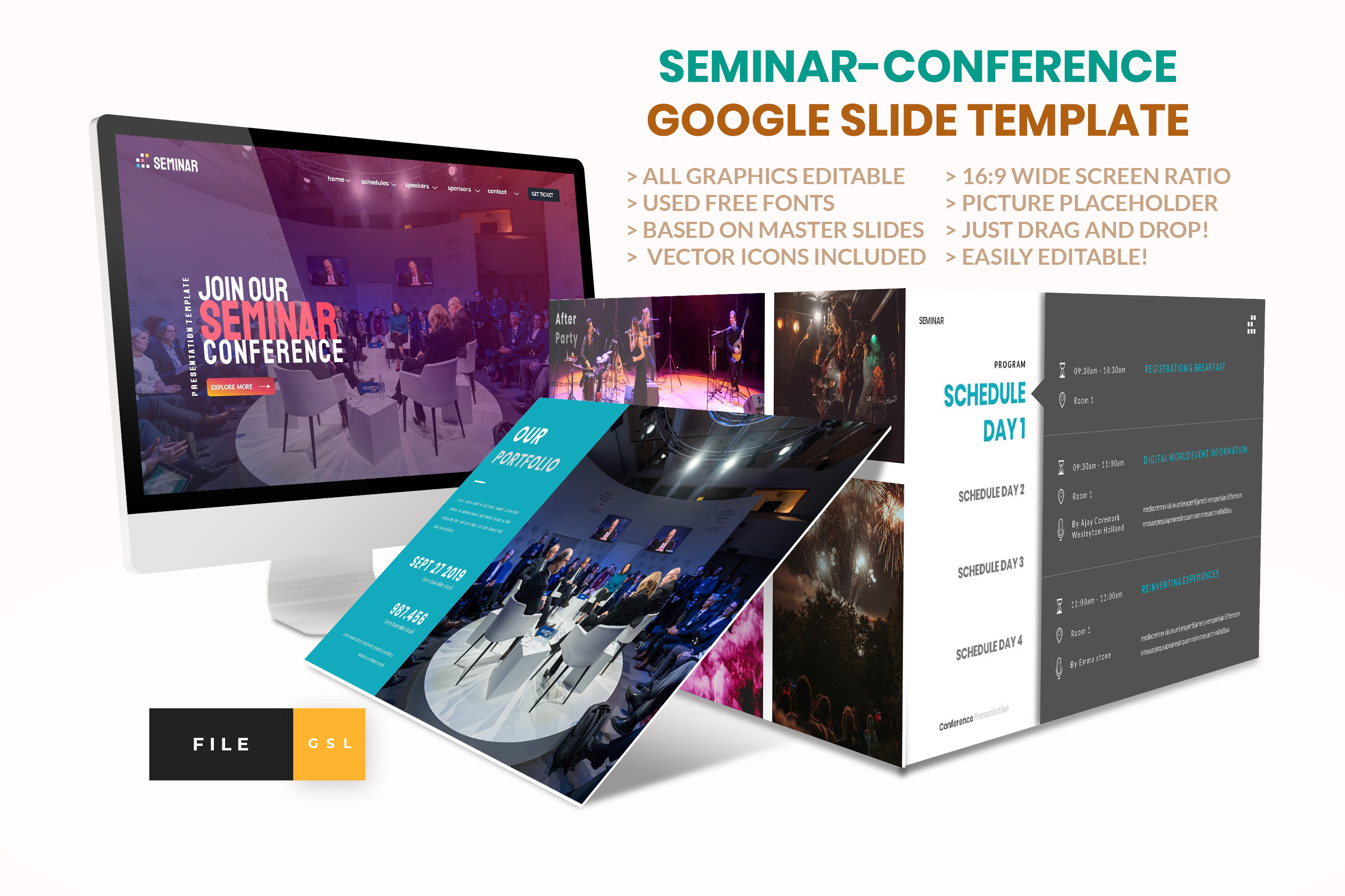 Seminar-Conference Google Slide, a Presentation Template by Art StoreID