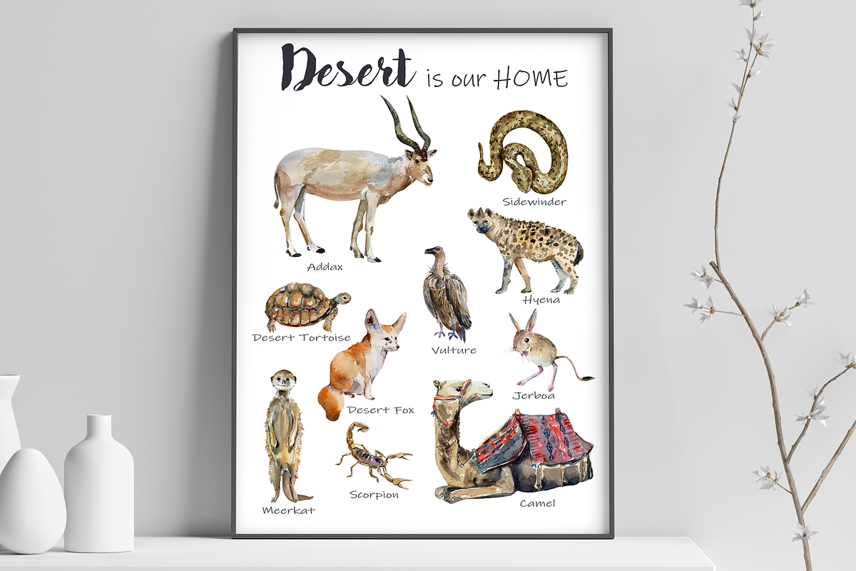 Desert Animals - Watercolor Clip Art, an Animal Illustration by Tati ...