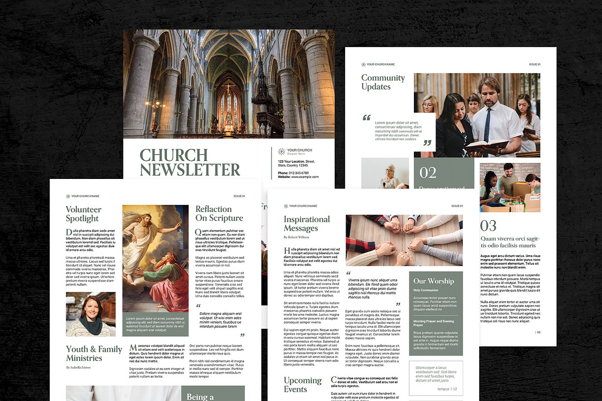 Church Newsletter Template, a Brochure Template by BrandPacks
