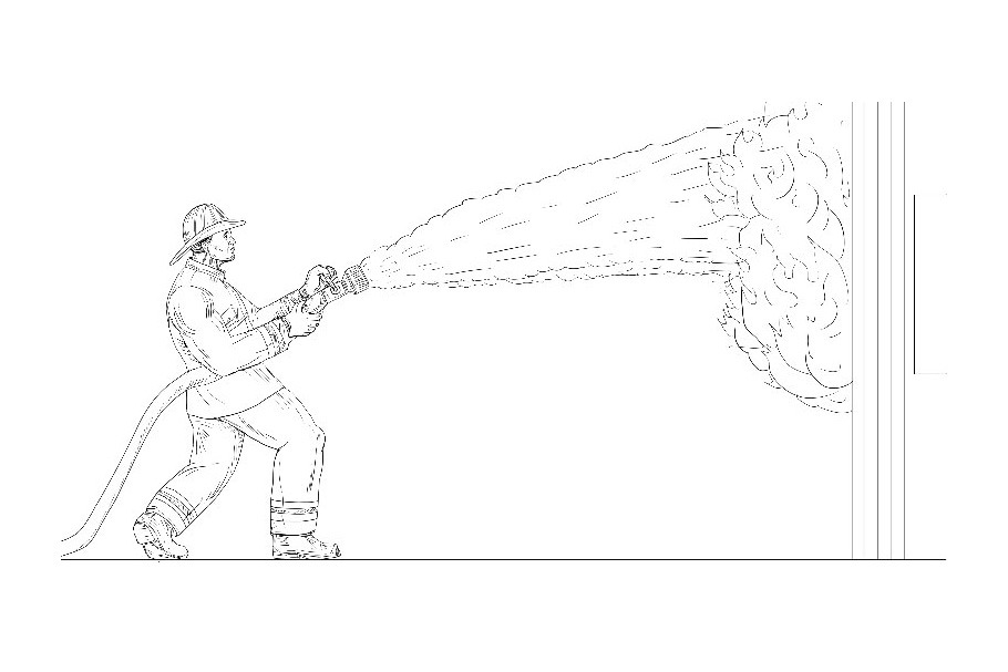 Animation Firefighter Hosing Down, a Graphic by patrimonio