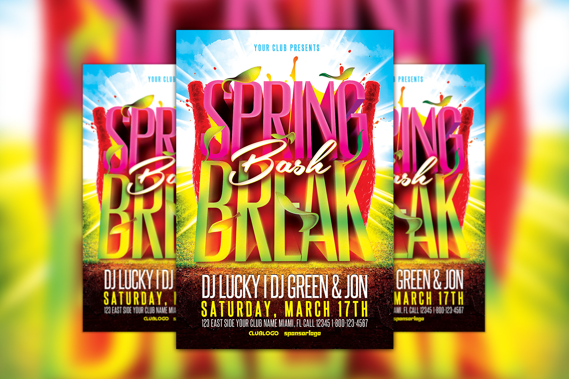 Spring Break Bash Flyer Template, a Flyer Template by Flyermind