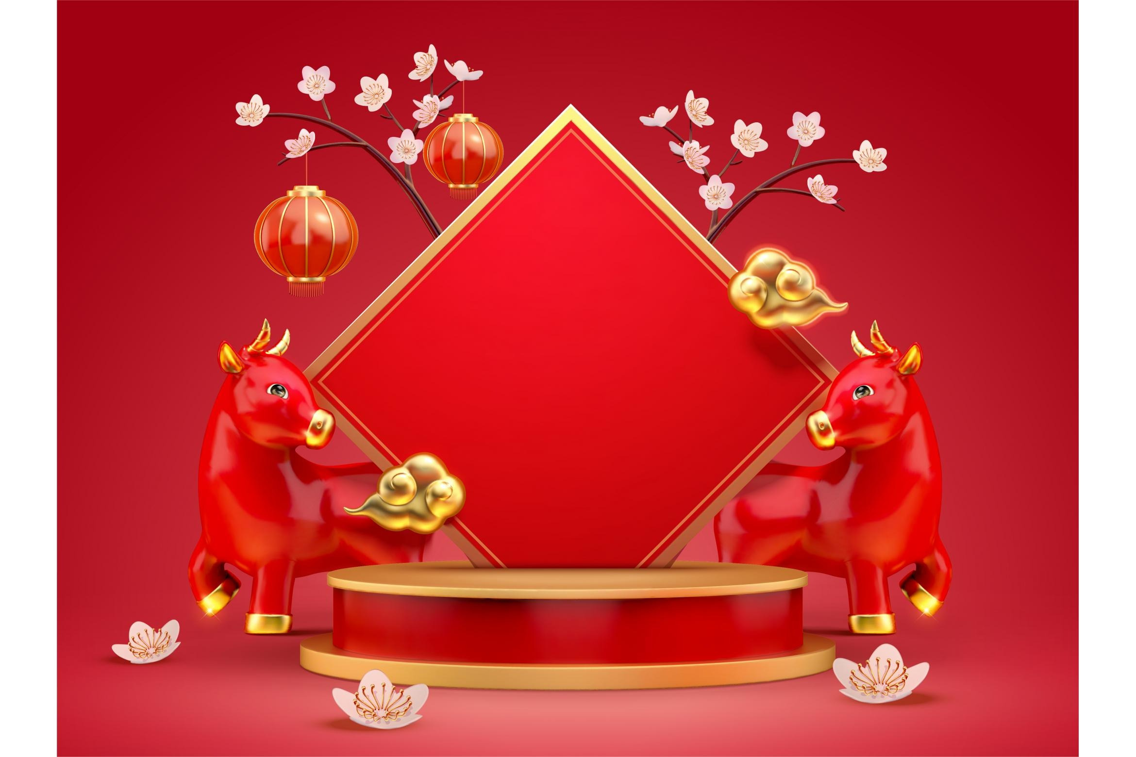 3d illustration red ox background, an Animal Illustration by ...