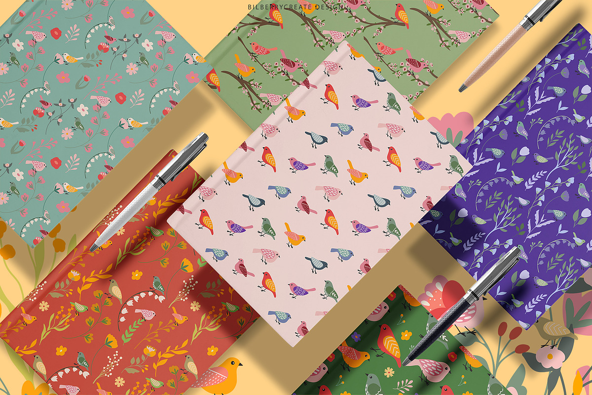 Early birds spring art set, an Animal Illustration by BilberryCreates