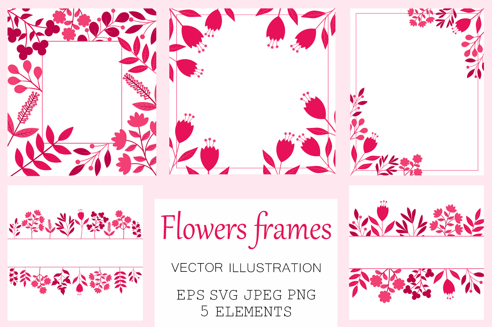Flowers frame. Flowers card SVG, an Illustration by IrinaShishkova