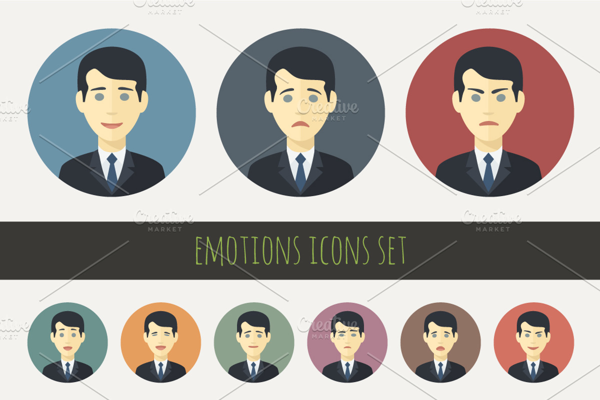 Emotions Icons Set, an Icon by Alex Serada