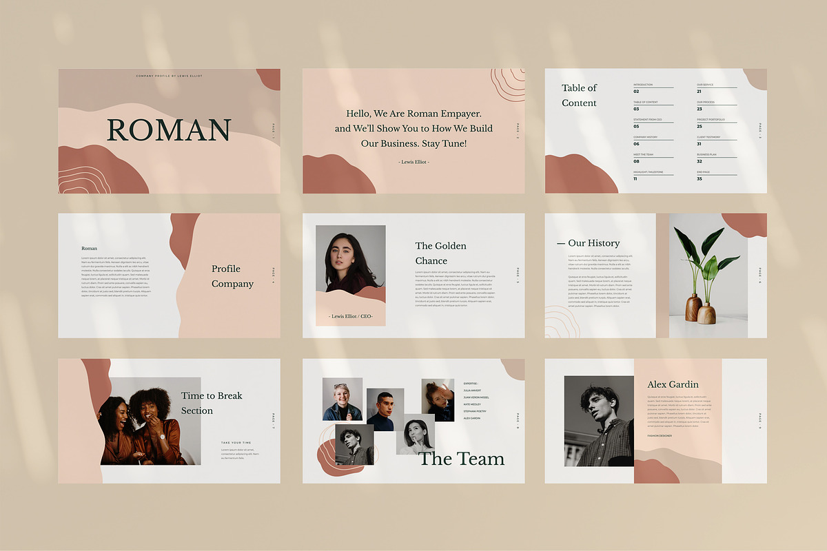 Roman Google Slides, a Presentation Template by Visuel Colonie®