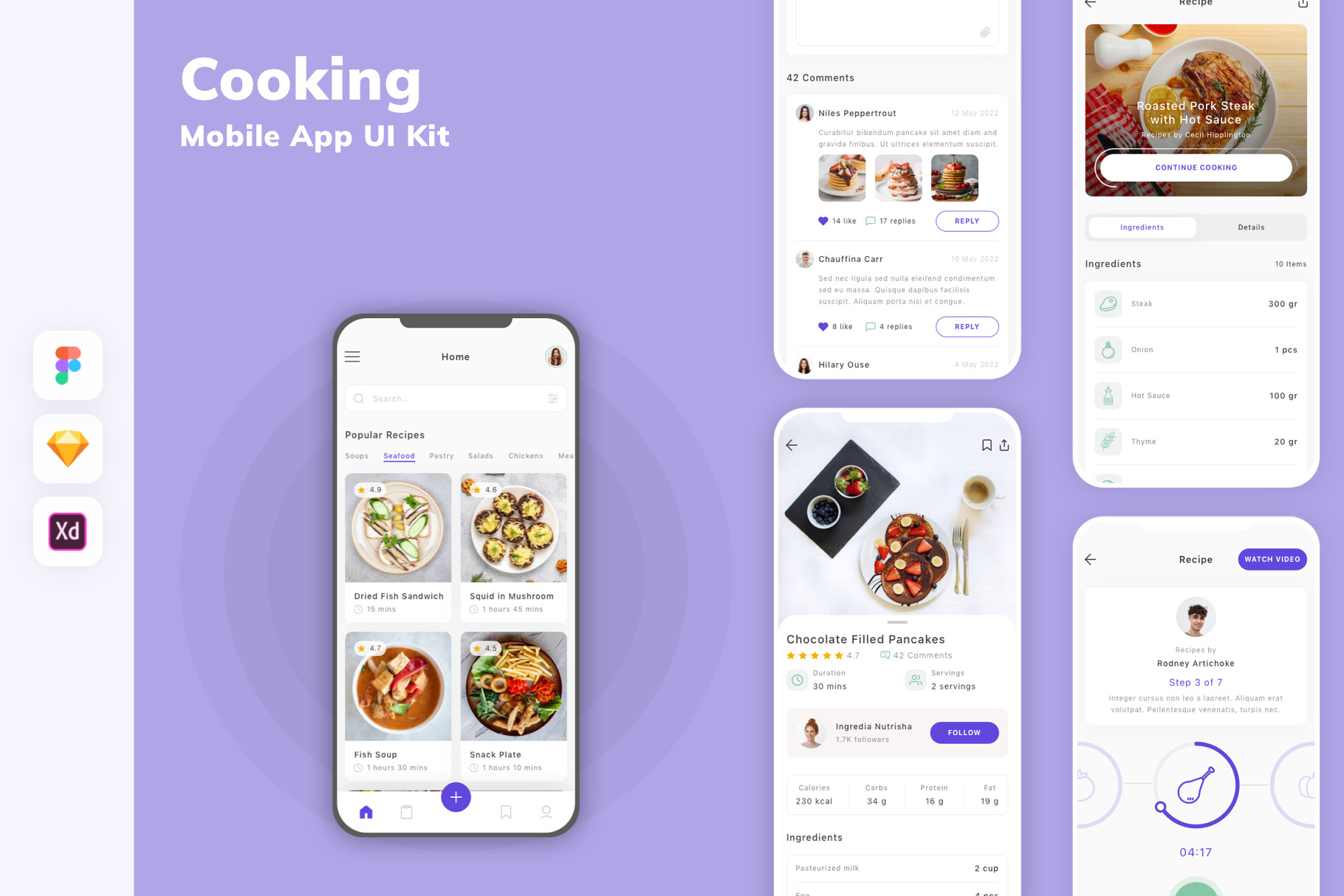 Cooking Mobile App UI Kit | UI Kits and Libraries ~ Creative Market