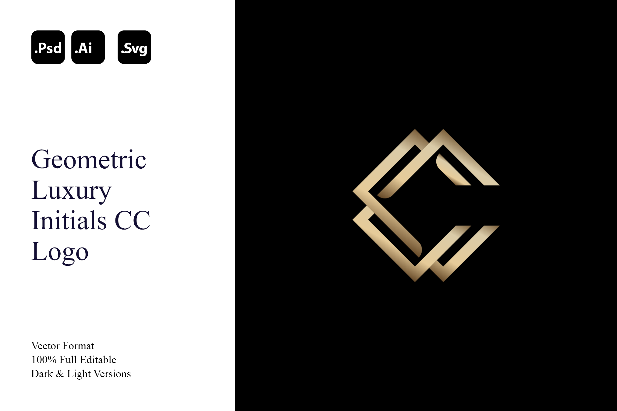 Geometric Luxury Initials CC Logo | Creative Market
