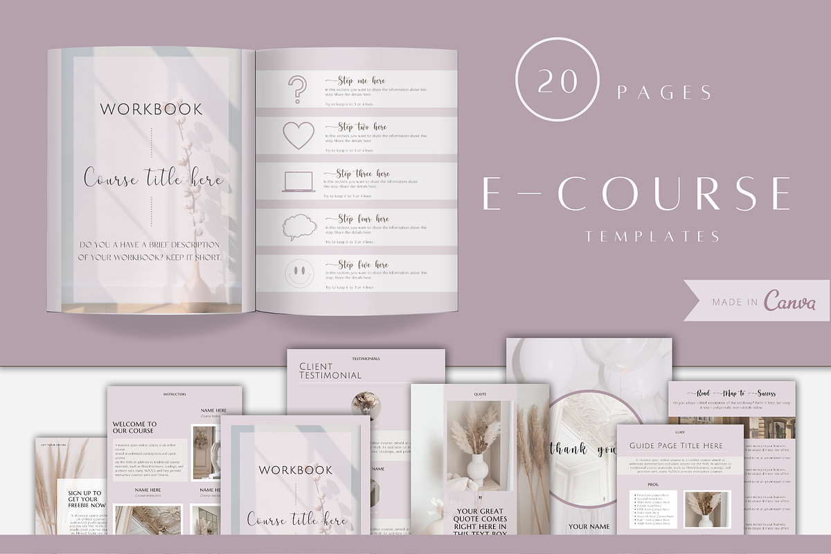 Canva E-course Workbook Template, a Magazine Template by BRANDcontent