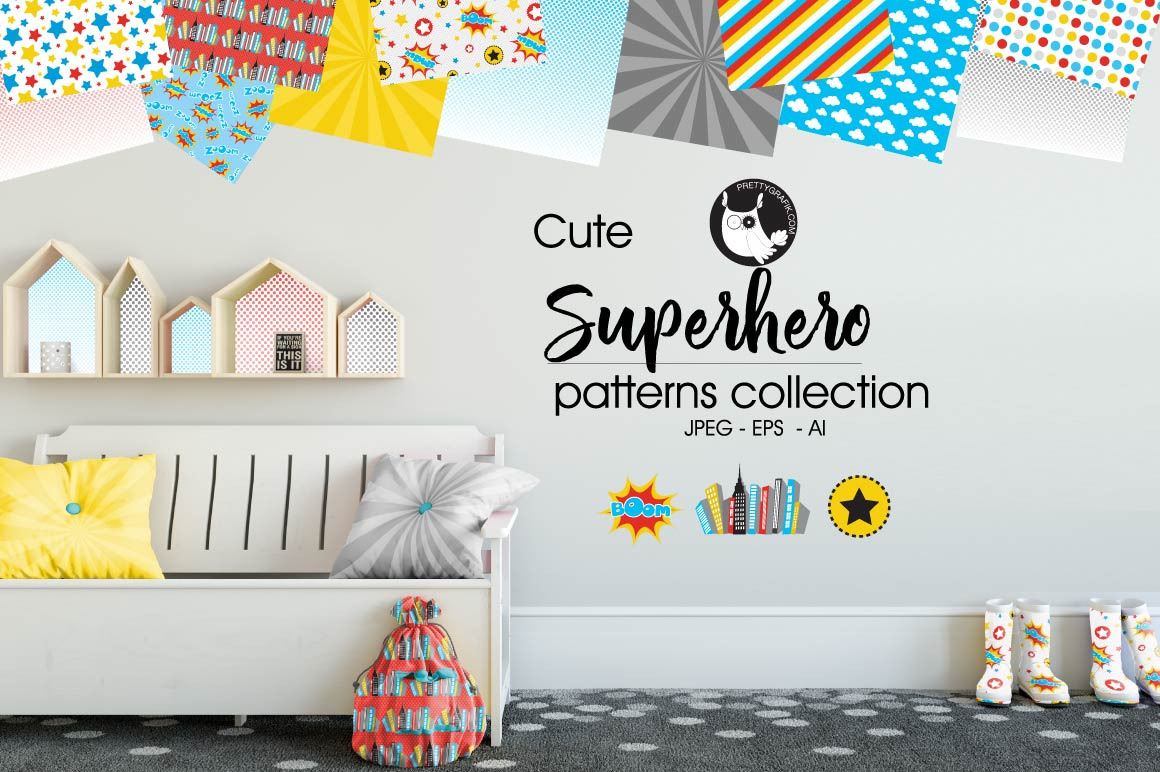 SUPERHERO Pattern collection, a Pattern Graphic by PrettyPatterns